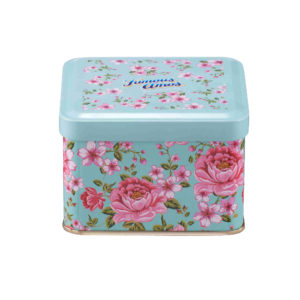 Floral design La Rosa Tins 80g of Cookies in a Green or Red Tin